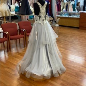 Shail K | Dresses | Silver Prom Dress With Mini Rhinestones | Poshmark